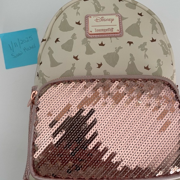 Loungefly | Bags | Loungefly Disney Princess Backpack Rose Gold Sequins ...